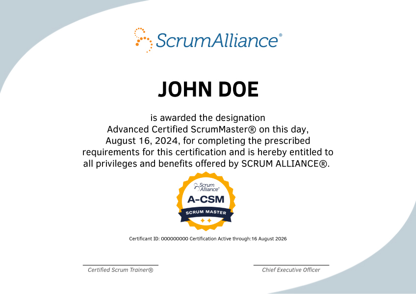 Advanced Certified ScrumMaster (A-CSM) Certification Training